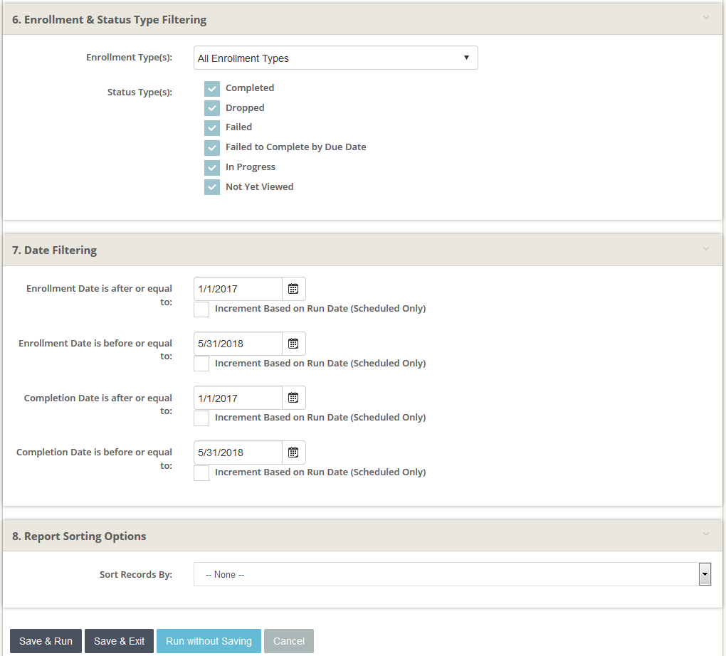 Course Enrollments Report