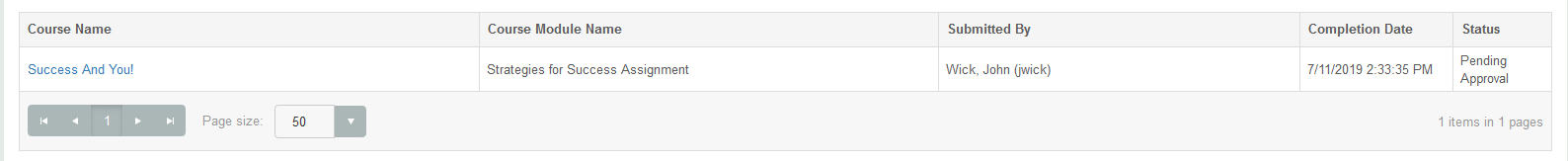 Approve/Decline Pending Completed Assignments