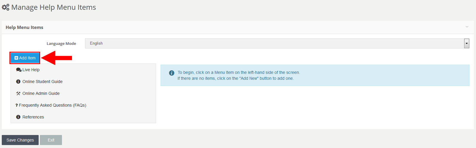 Manage Help Menu Items