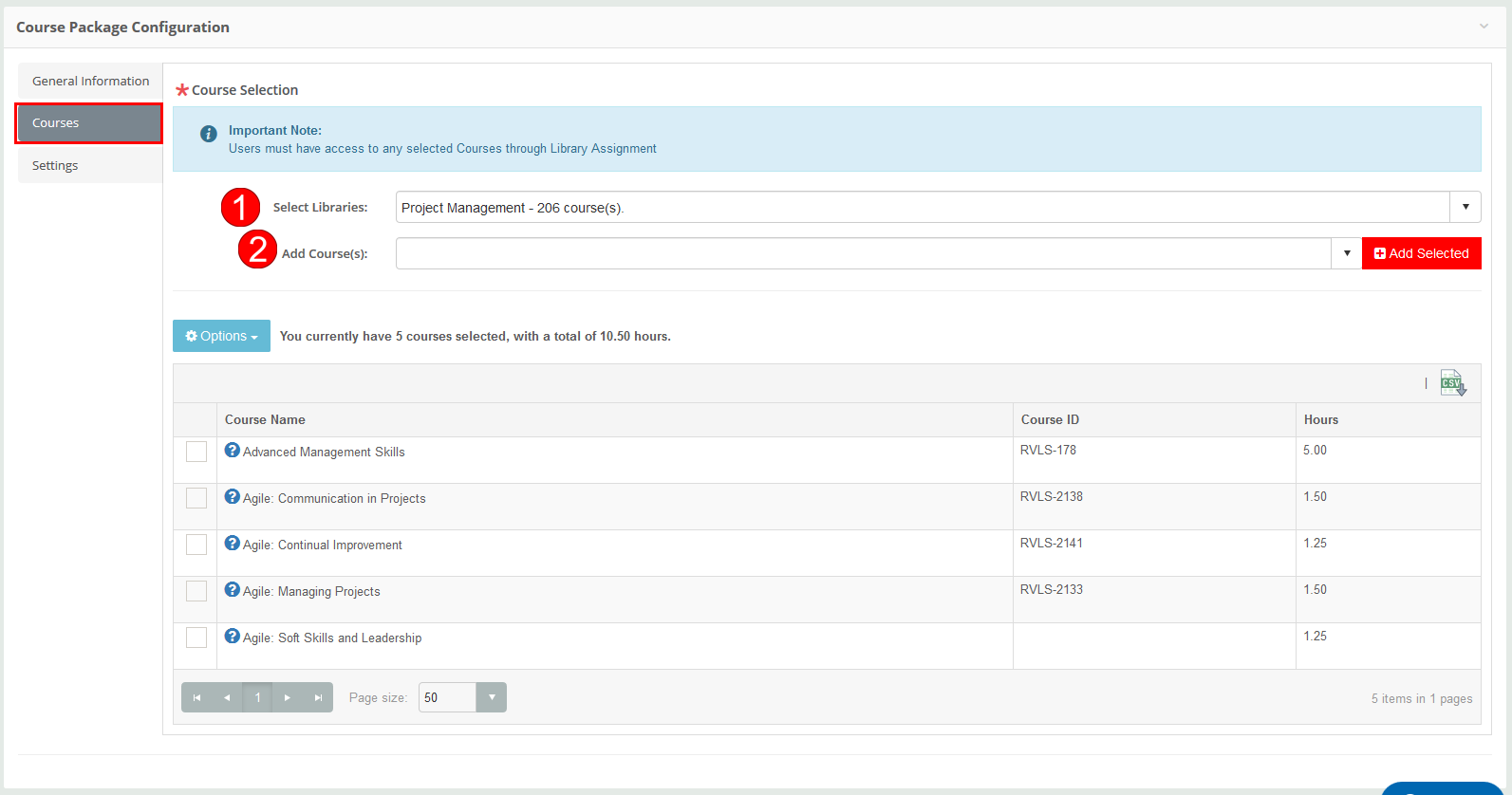 Creating a Course Package