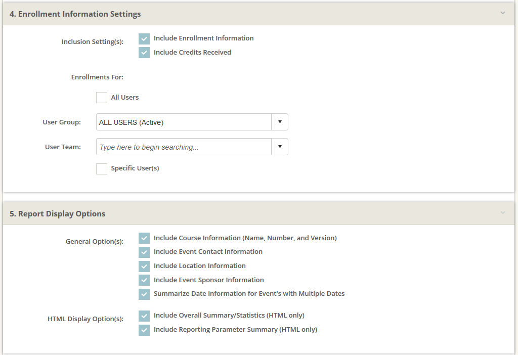 Scheduled Events Report