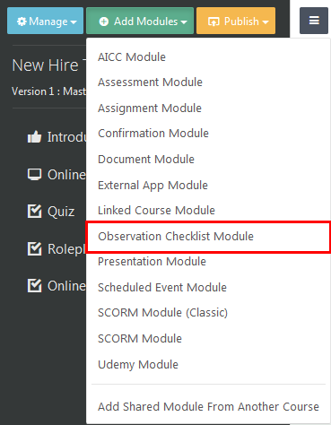 Observation Checklist Module
