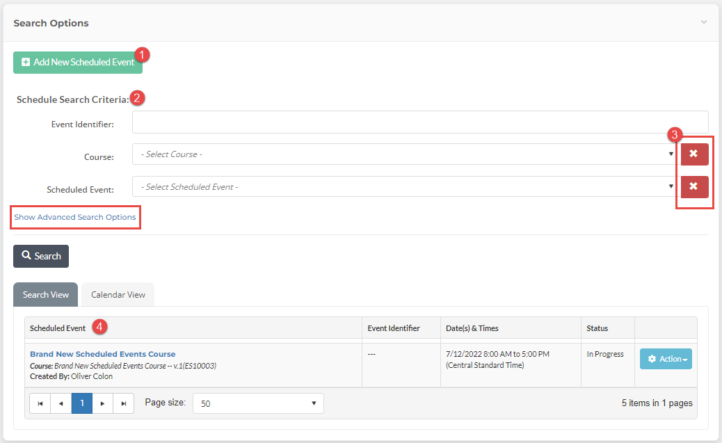 Manage Scheduled Events: Creation