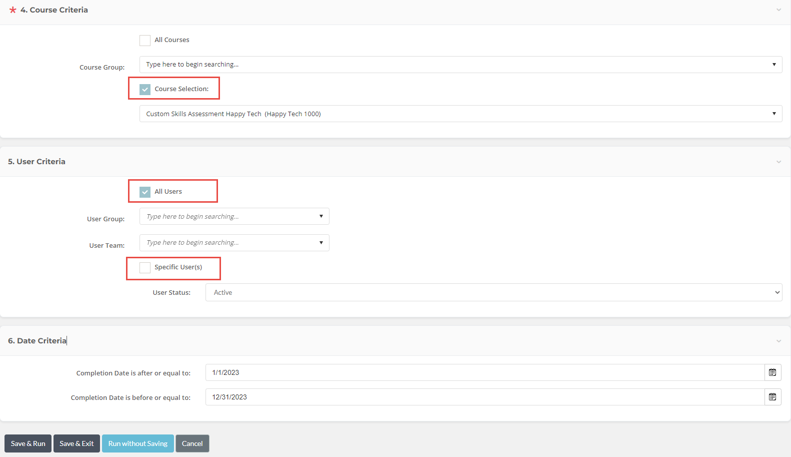 Assessment Module Detail Report