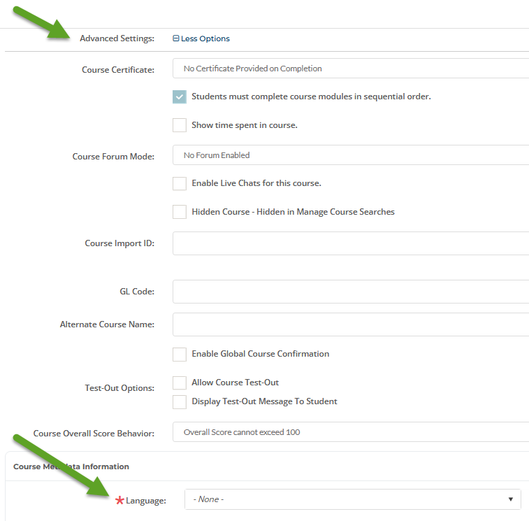 Custom Course Language Setting