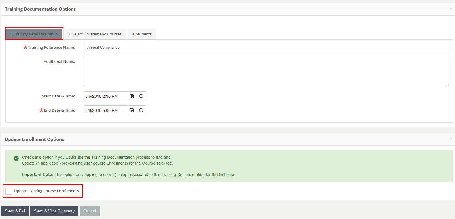 Create New Training Documentation