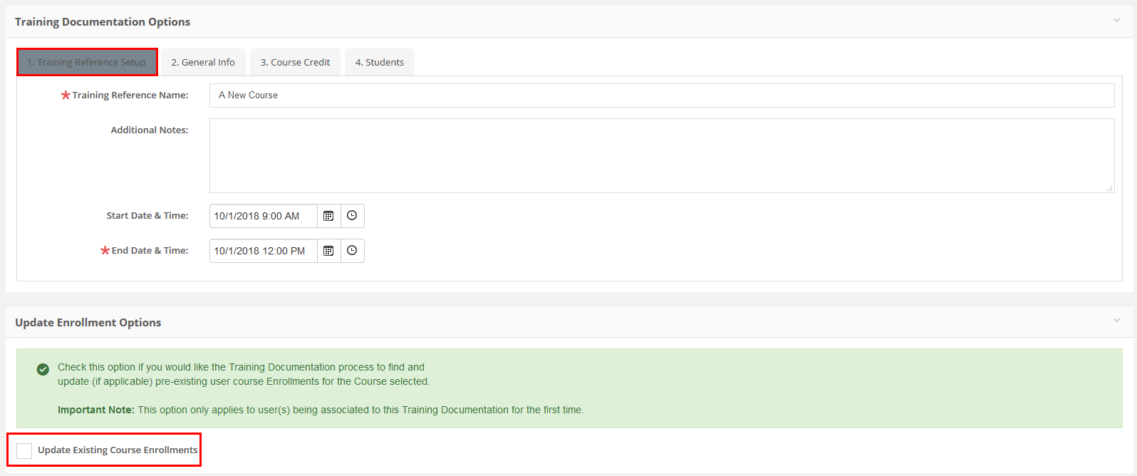 Create New Training Documentation