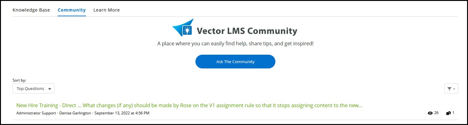 How to Use the Vector LMS Support Center