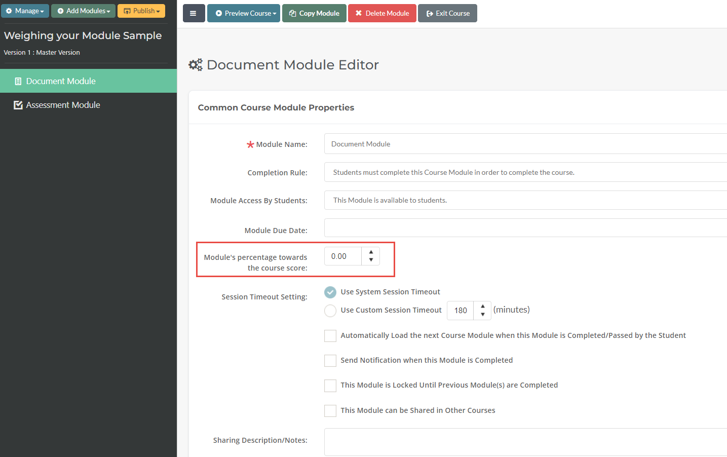 How To Weigh Your Course Modules